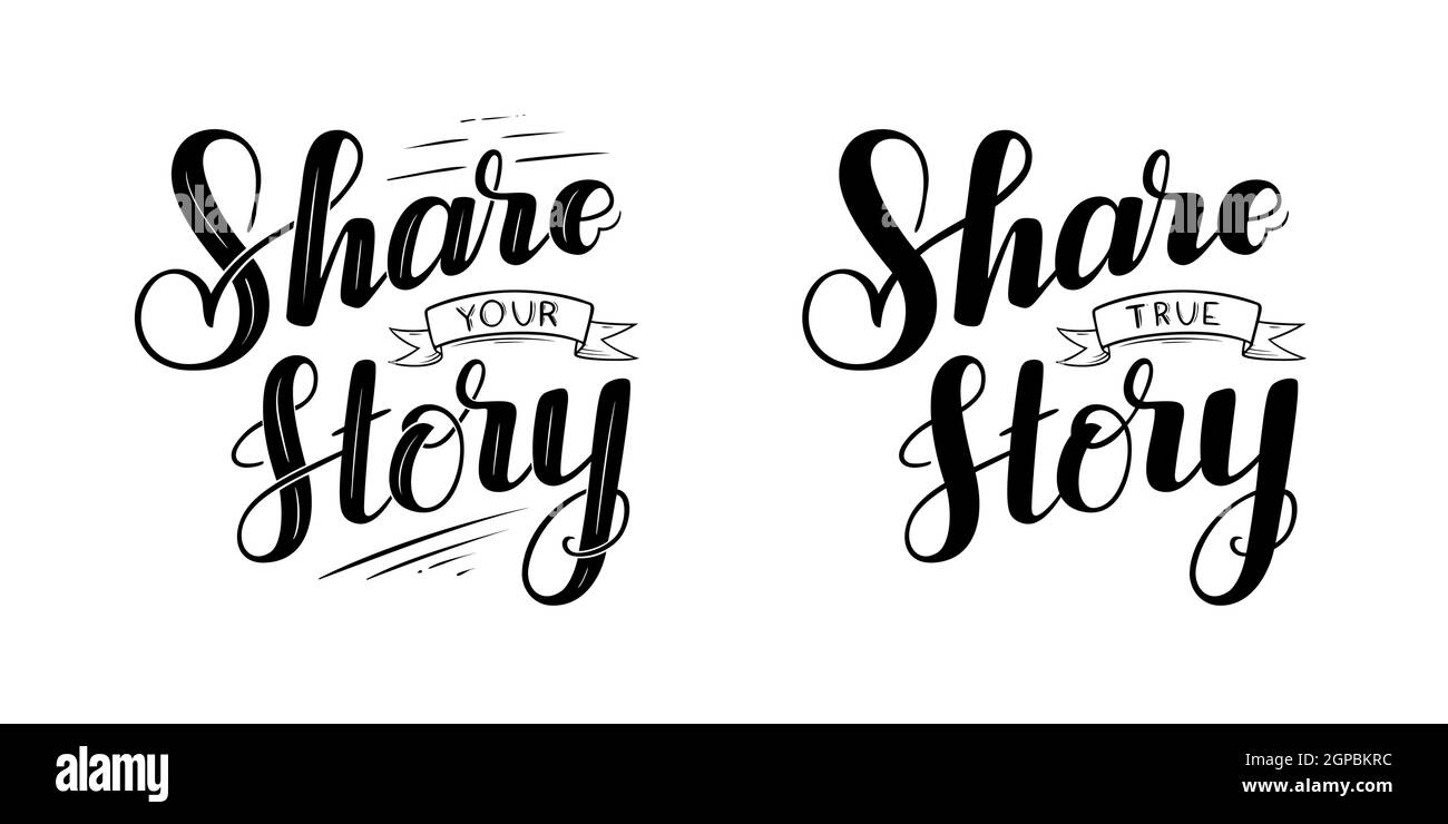 Share your story lettering. Concept of personal experience sharing ...