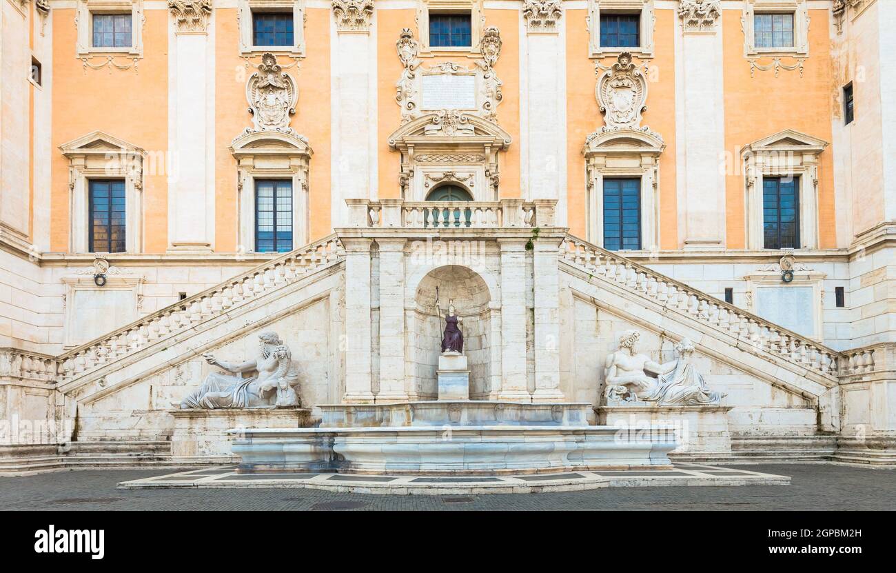 Rome, Italy. View of the staircase of the Palazzo Senatorio, a ...