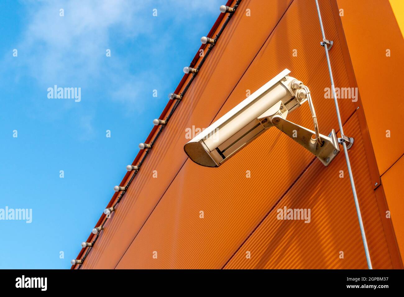 CCTV camera on the cone of the industrial building Stock Photo - Alamy