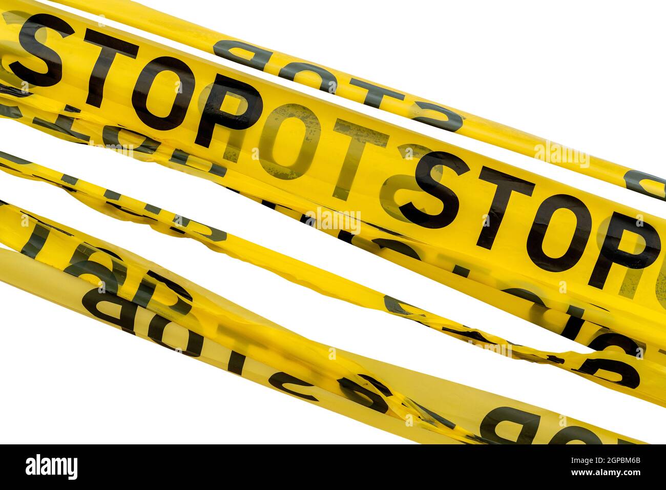 Barrier tape for no entry at an construction site or crime zone. STOP ...