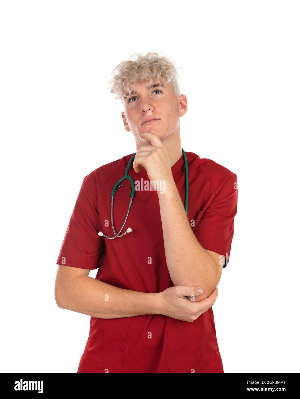 Cool young doctor isolated on a white background Stock Photo - Alamy