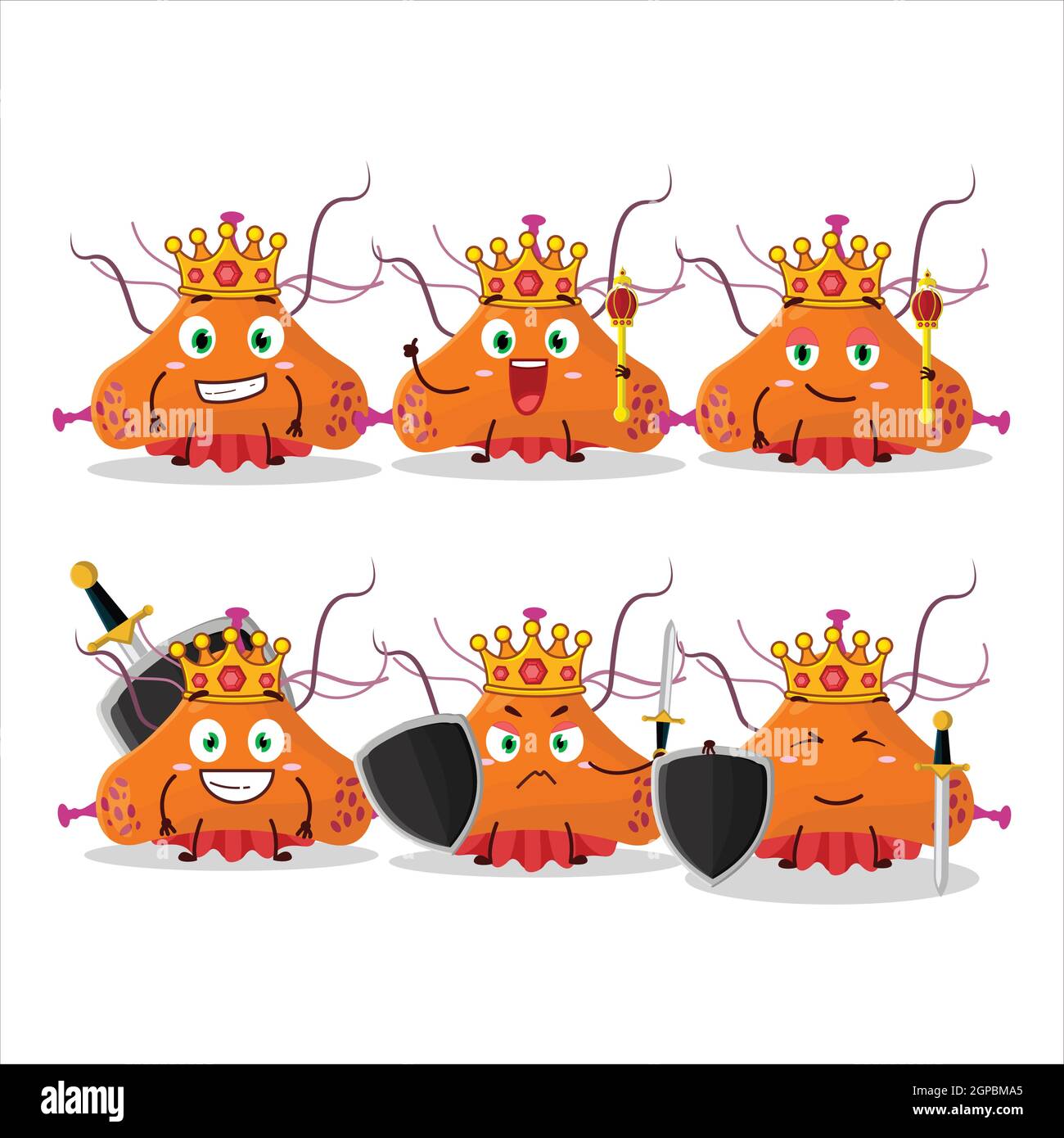 A Charismatic King bacteria virus cartoon character wearing a gold ...