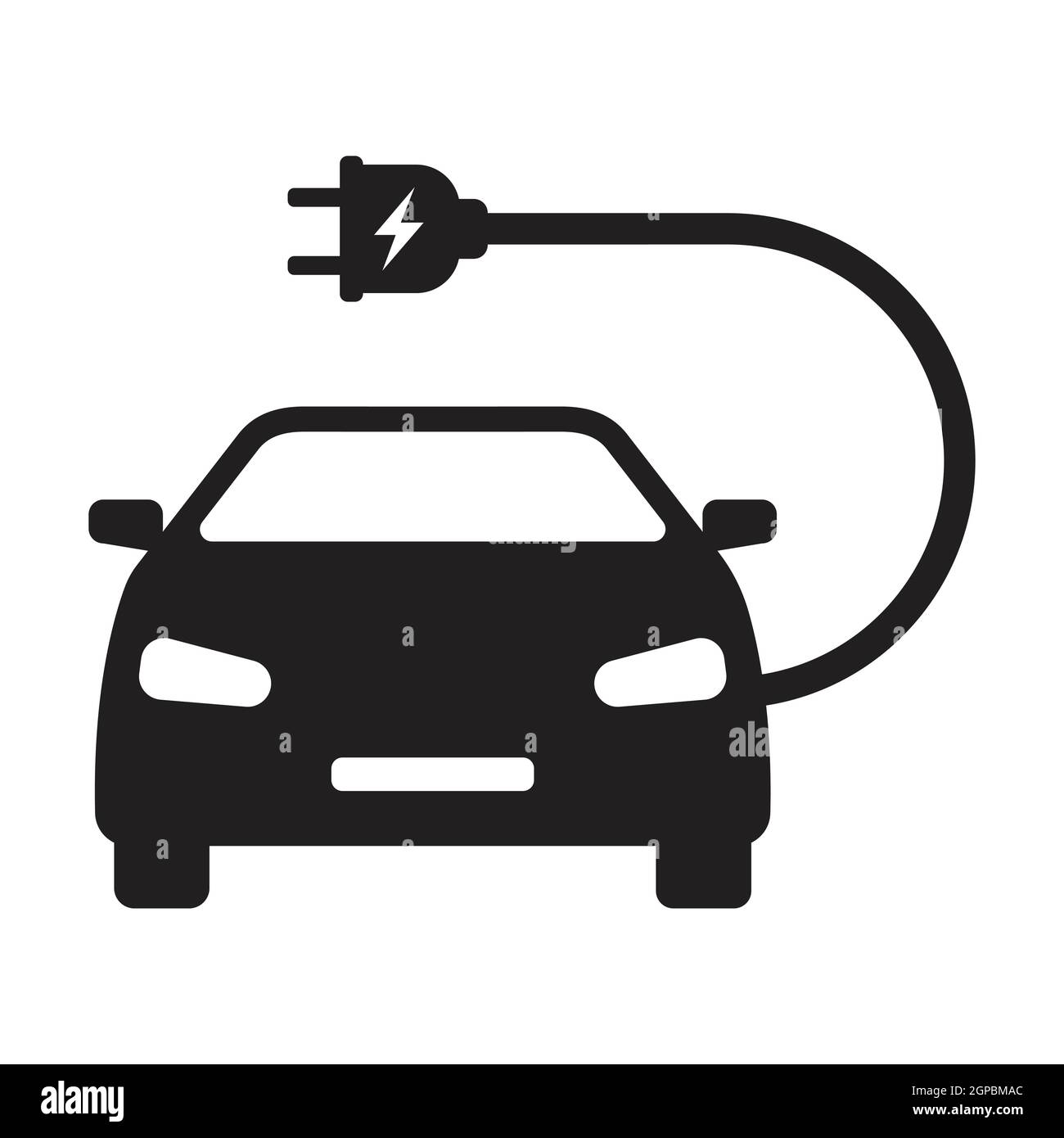 EV electric car with plug icon vector green energy concept for graphic ...
