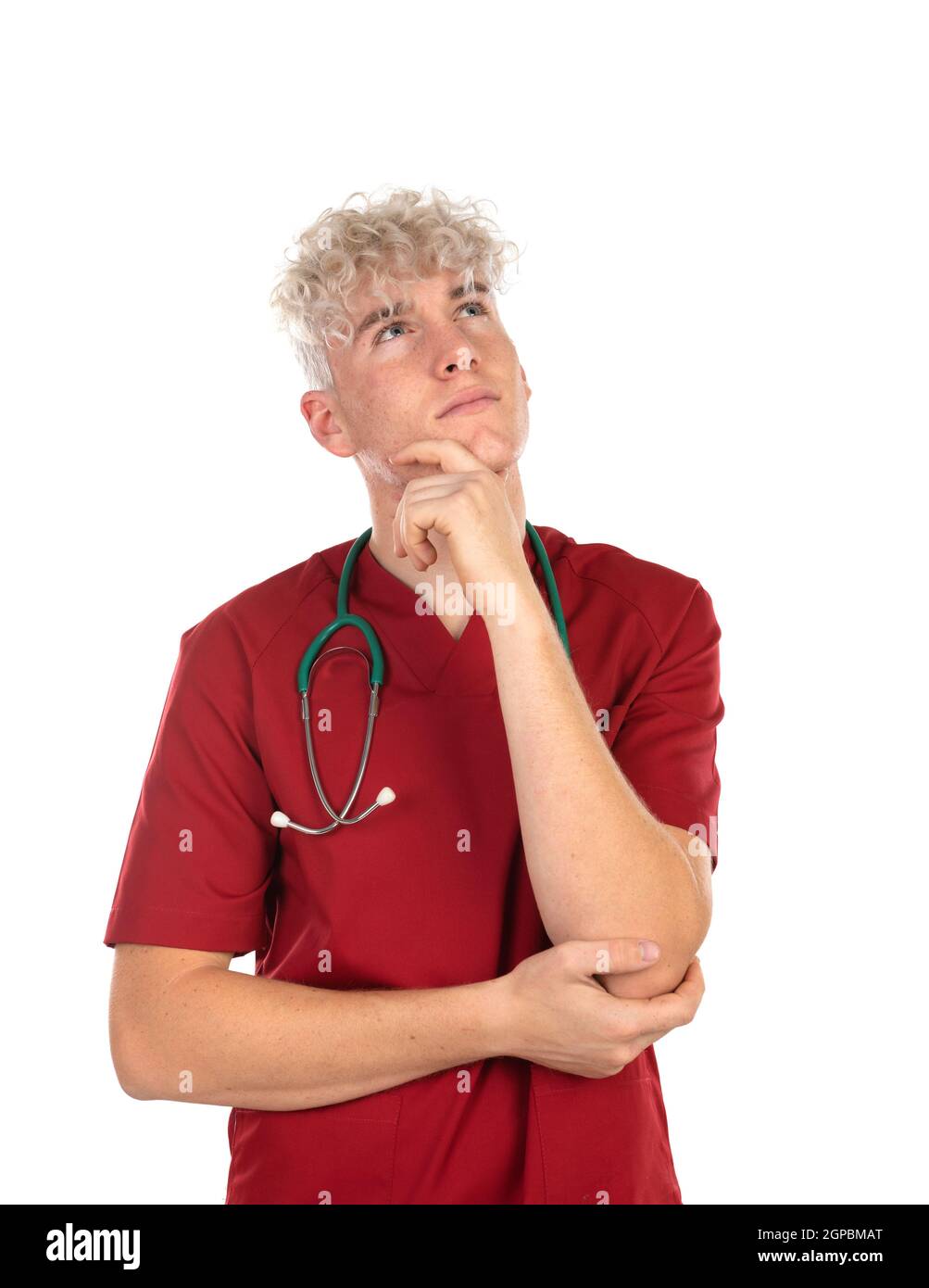 Cool young doctor isolated on a white background Stock Photo - Alamy