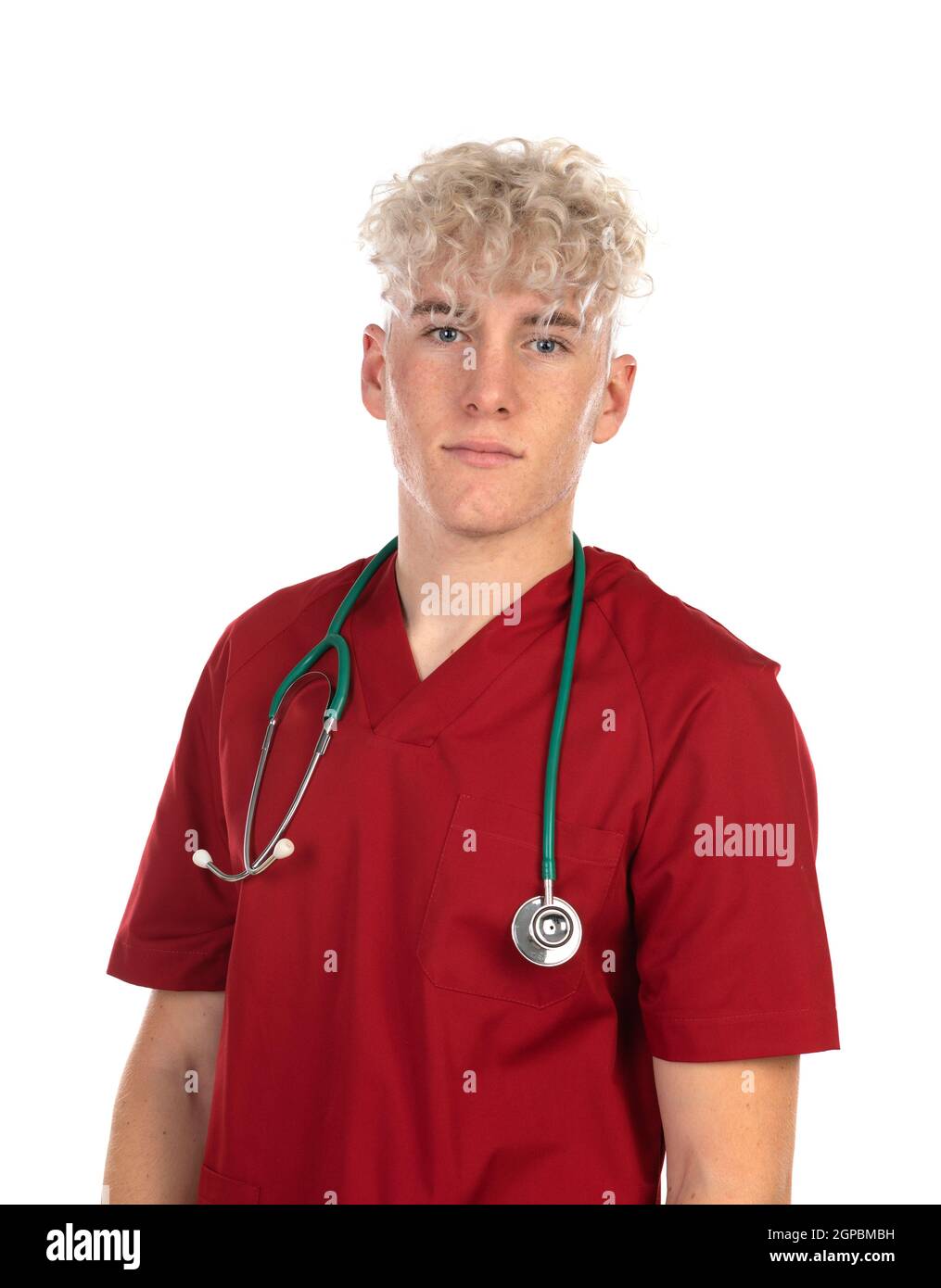 Cool young doctor isolated on a white background Stock Photo - Alamy
