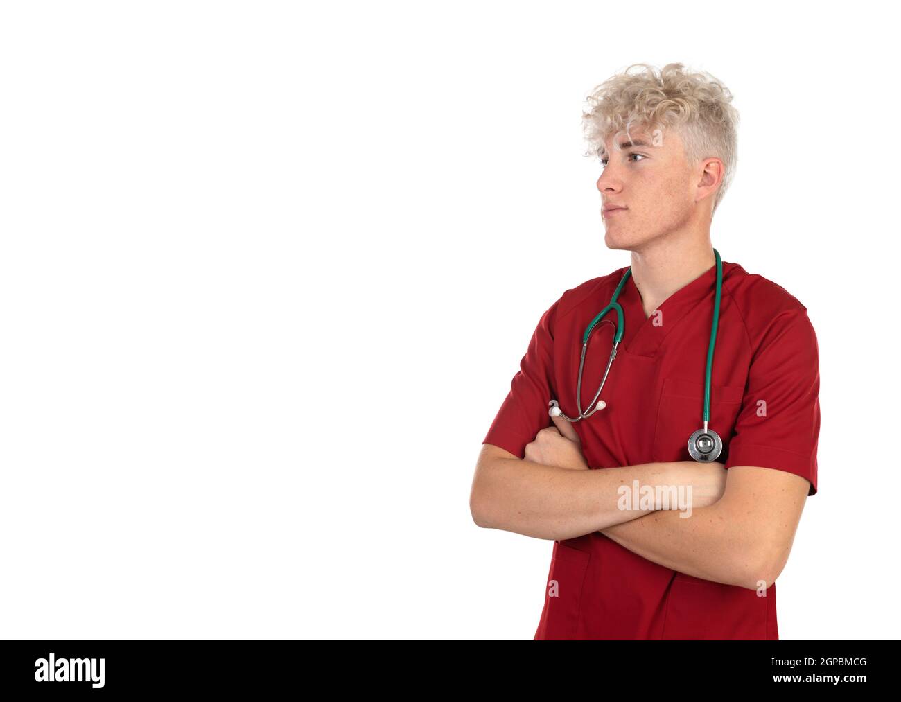 Cool young doctor isolated on a white background Stock Photo - Alamy