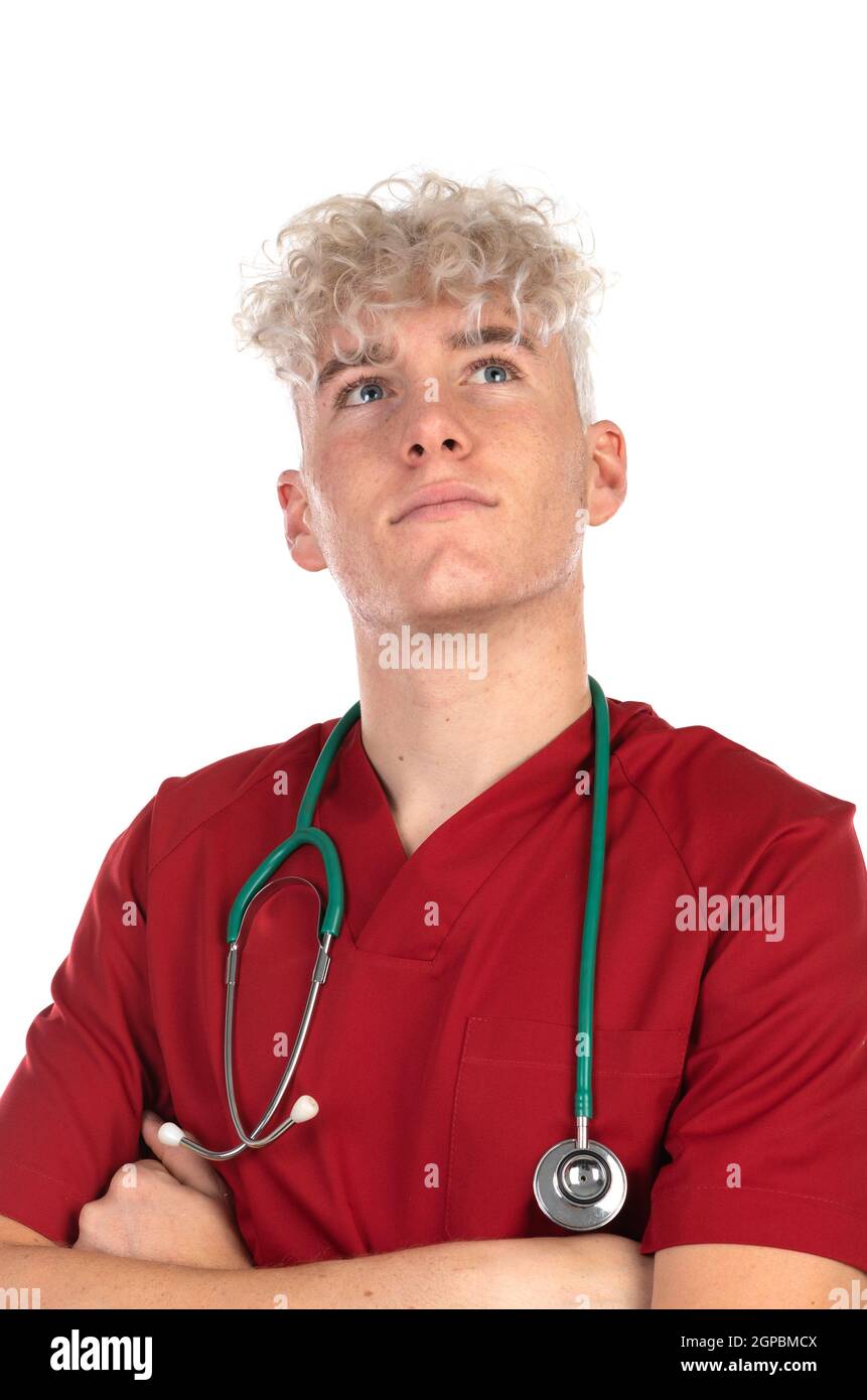 Cool young doctor isolated on a white background Stock Photo - Alamy