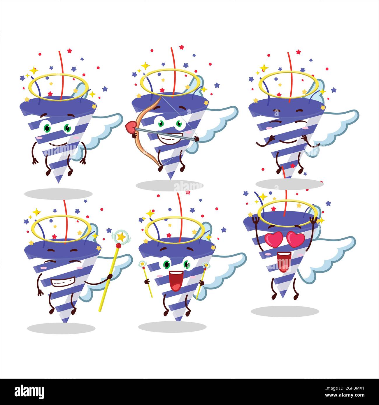 Blue firecracker cartoon designs as a cute angel character. Vector ...