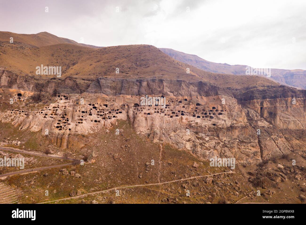 Vardzia cave monastery structures carved into mountain Stock Photo - Alamy