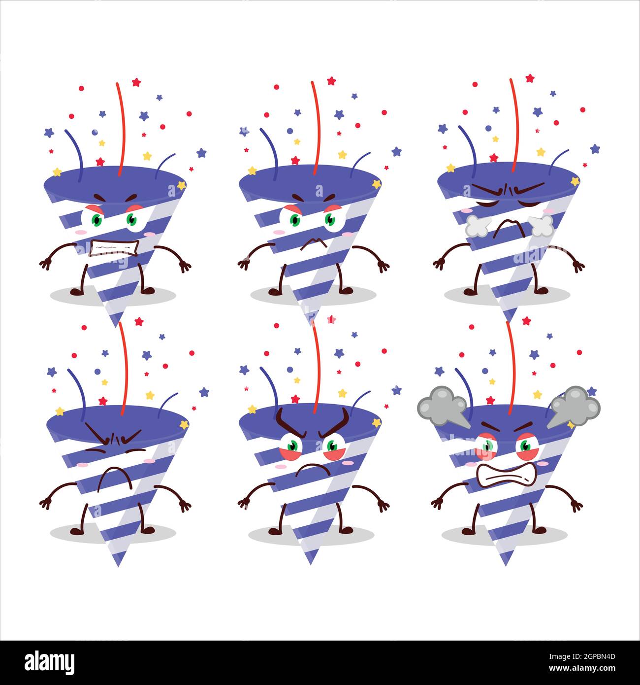 Blue firecracker cartoon character with various angry expressions ...