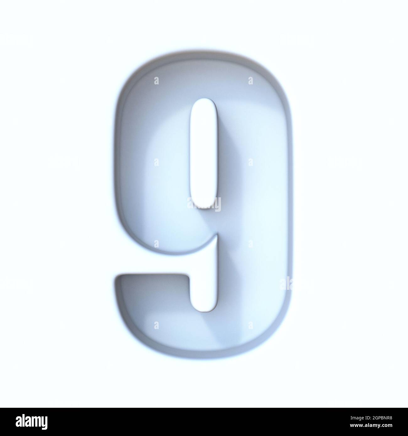 White hole shadow font Number 9 NINE 3D render illustration isolated on ...