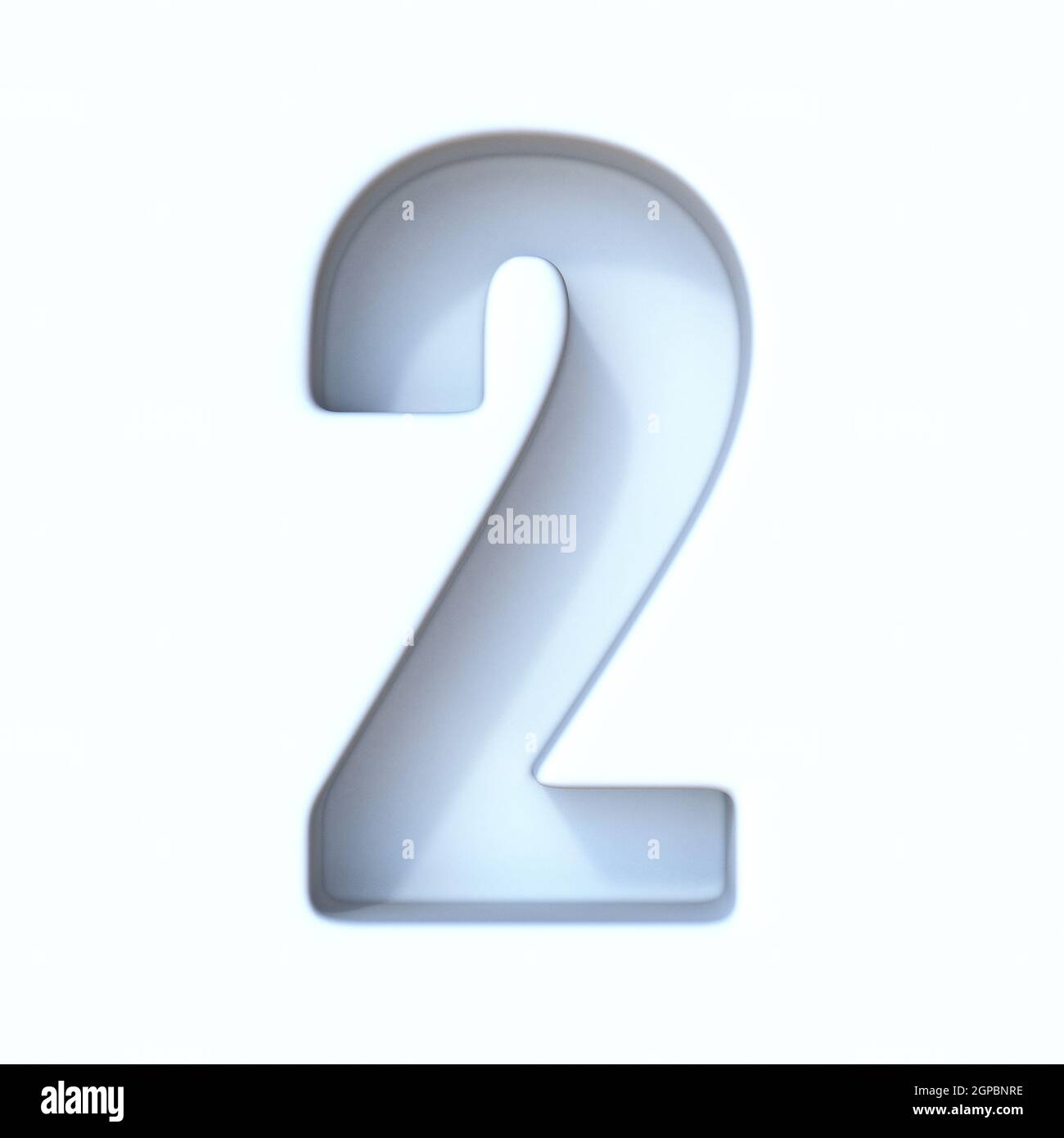 White hole shadow font Number 2 TWO 3D render illustration isolated on ...
