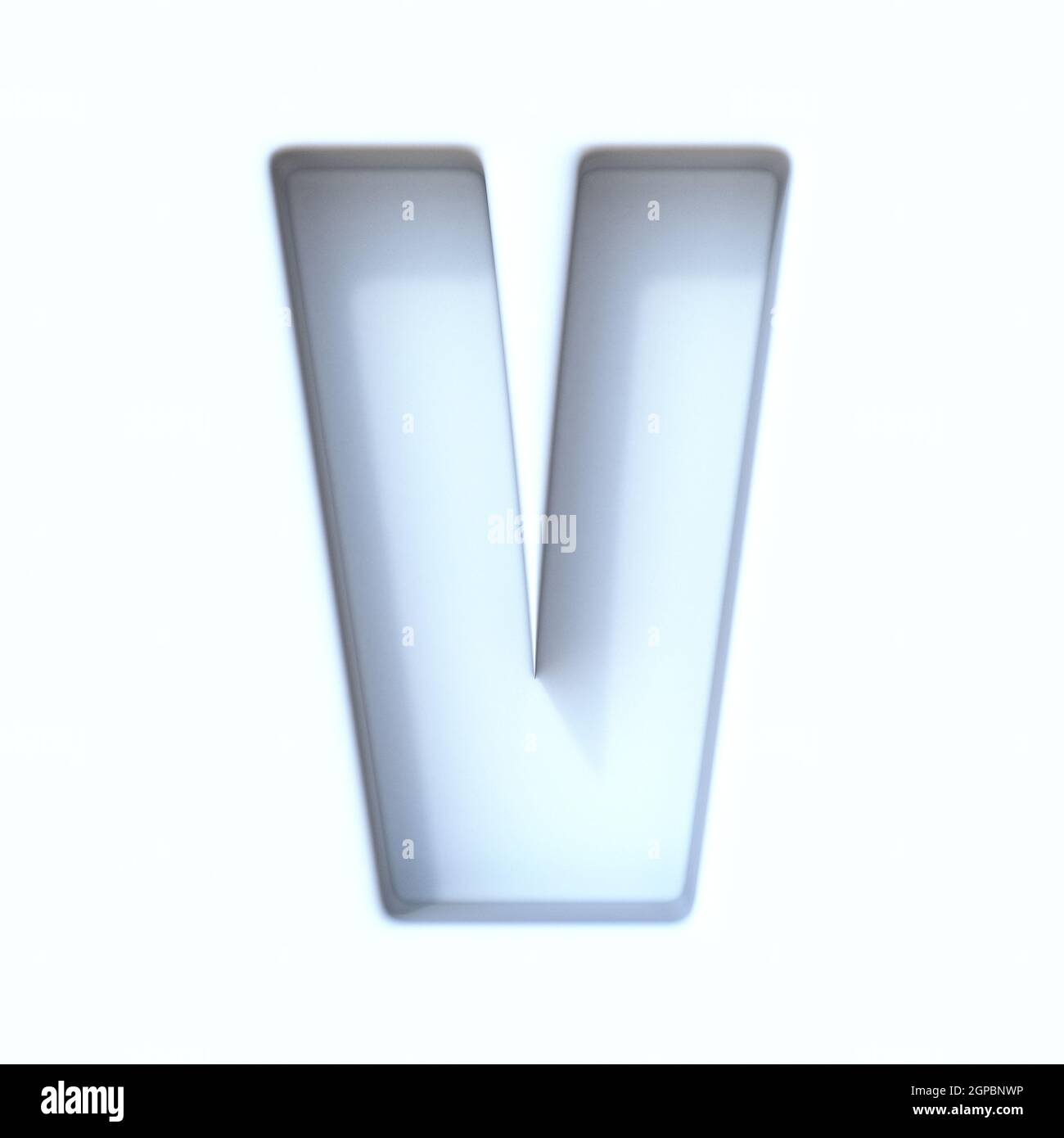 White hole shadow font Letter V 3D render illustration isolated on ...