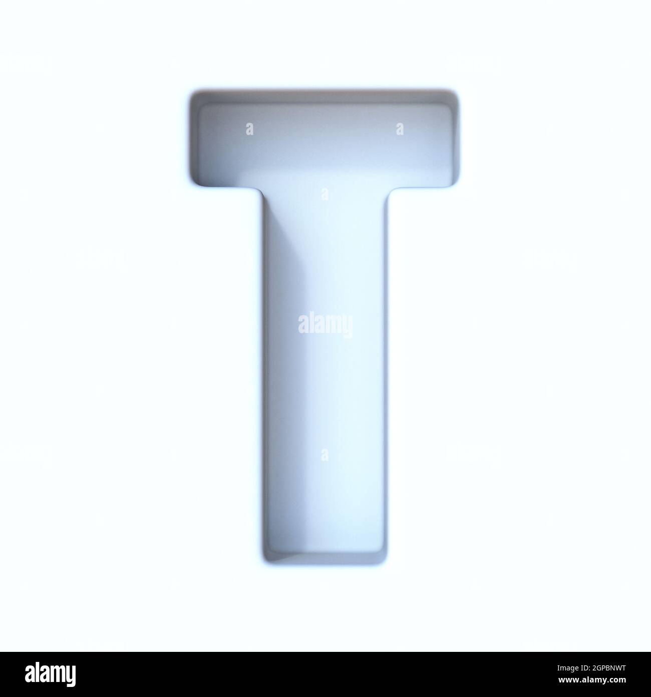 White hole shadow font Letter T 3D render illustration isolated on ...