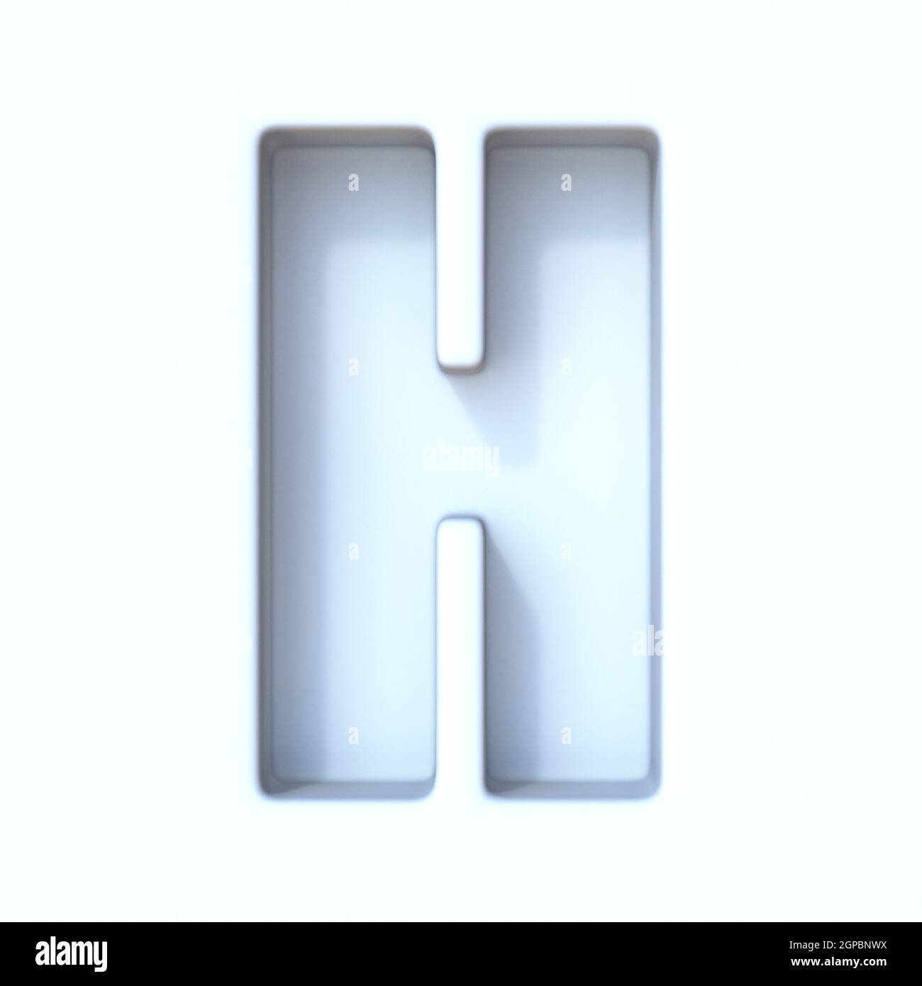 White hole shadow font Letter H 3D render illustration isolated on ...