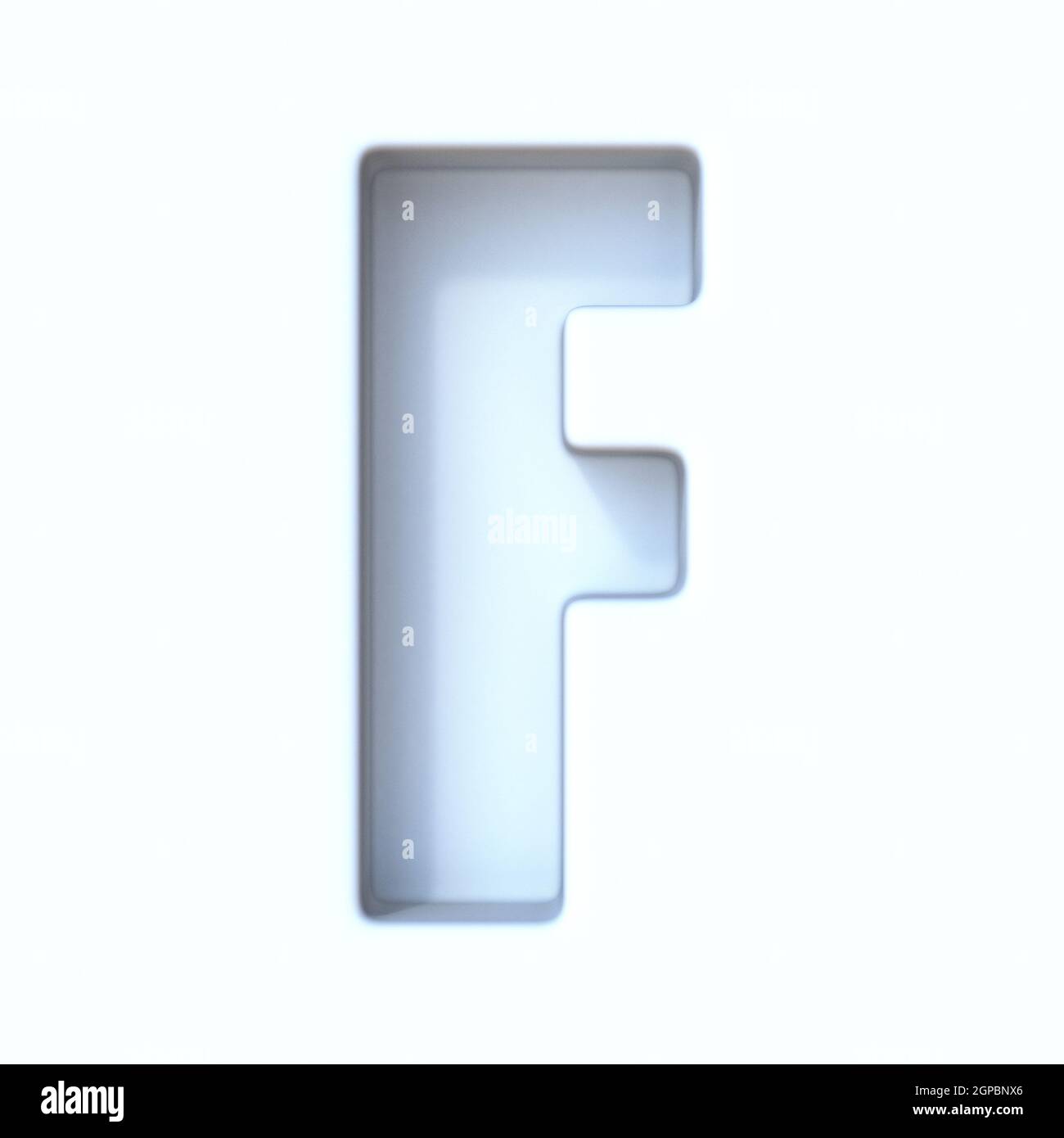 White hole shadow font Letter F 3D render illustration isolated on ...
