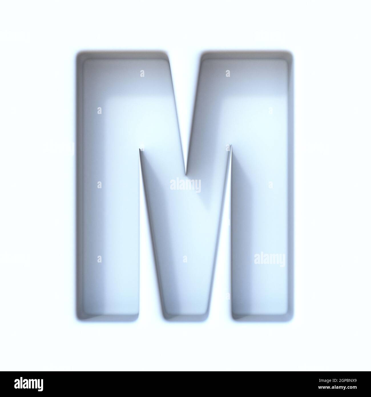 White hole shadow font Letter M 3D render illustration isolated on ...