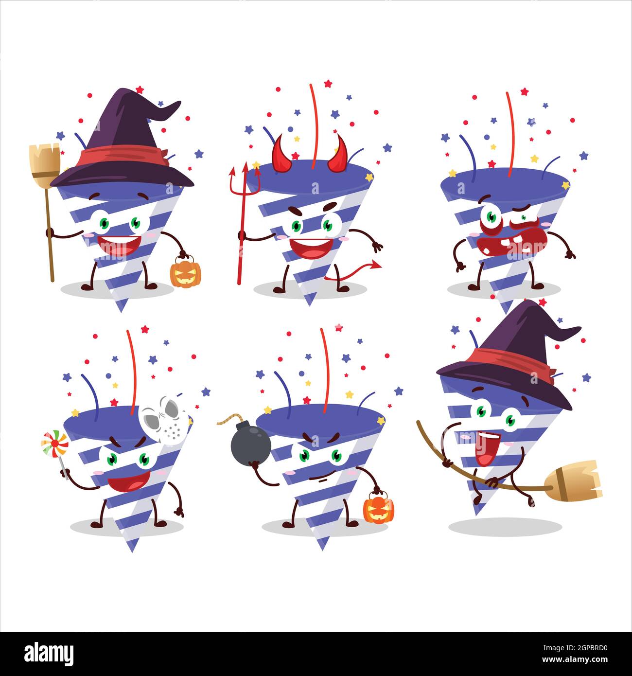 Halloween expression emoticons with cartoon character of blue ...