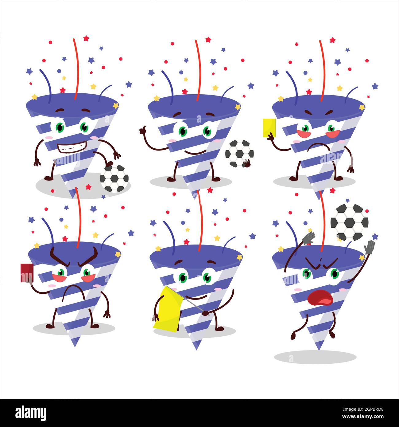 Blue firecracker cartoon character working as a Football referee ...