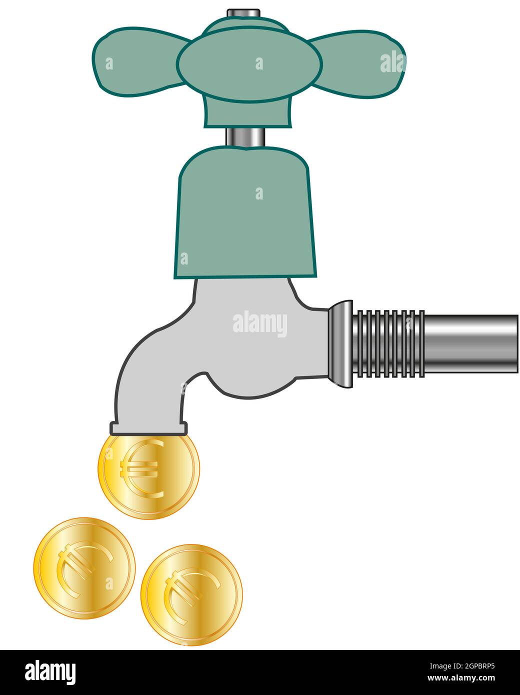 Vector illustration of the tap with coin instead of water Stock Photo ...