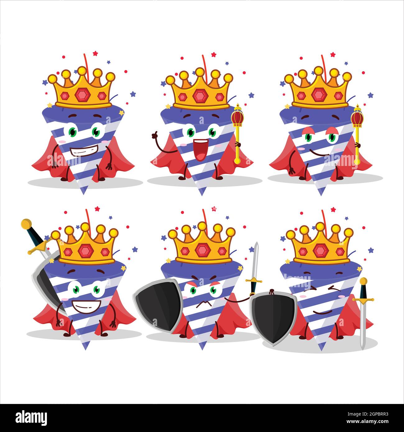 A Charismatic King blue firecracker cartoon character wearing a gold ...