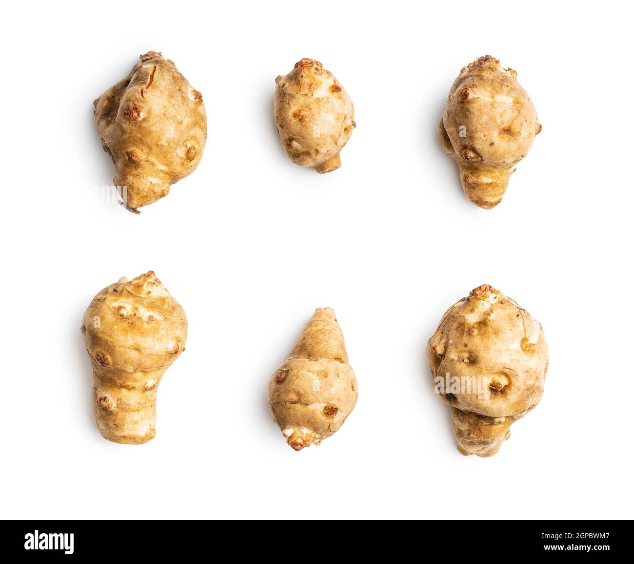 Raw jerusalem artichoke. Topinambur vegetable root isolated on white ...