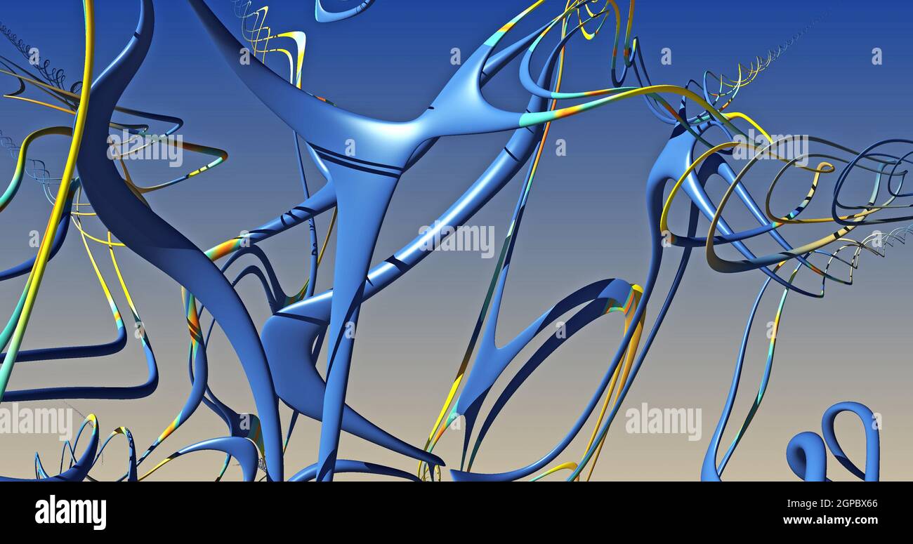 3D fractal of a bluestring structures in a textured environment Stock ...