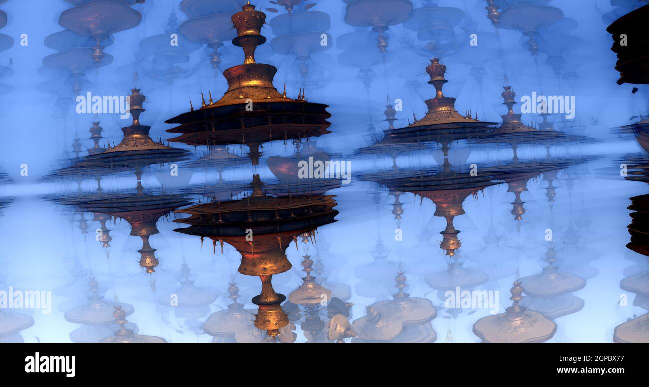 Picture of three-dimensional spaceship fractals in motion Stock Photo ...
