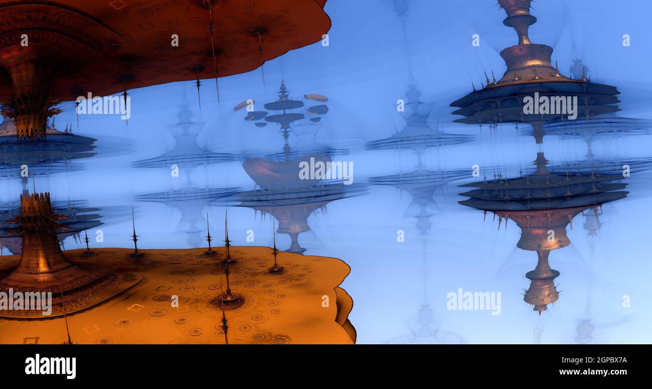 Picture of three-dimensional spaceship fractals in motion Stock Photo ...