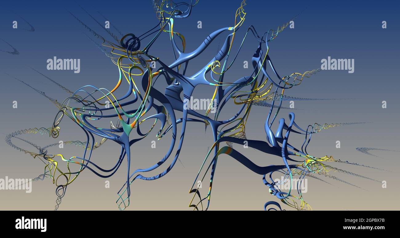 3D fractal of a bluestring structures in a textured environment Stock ...