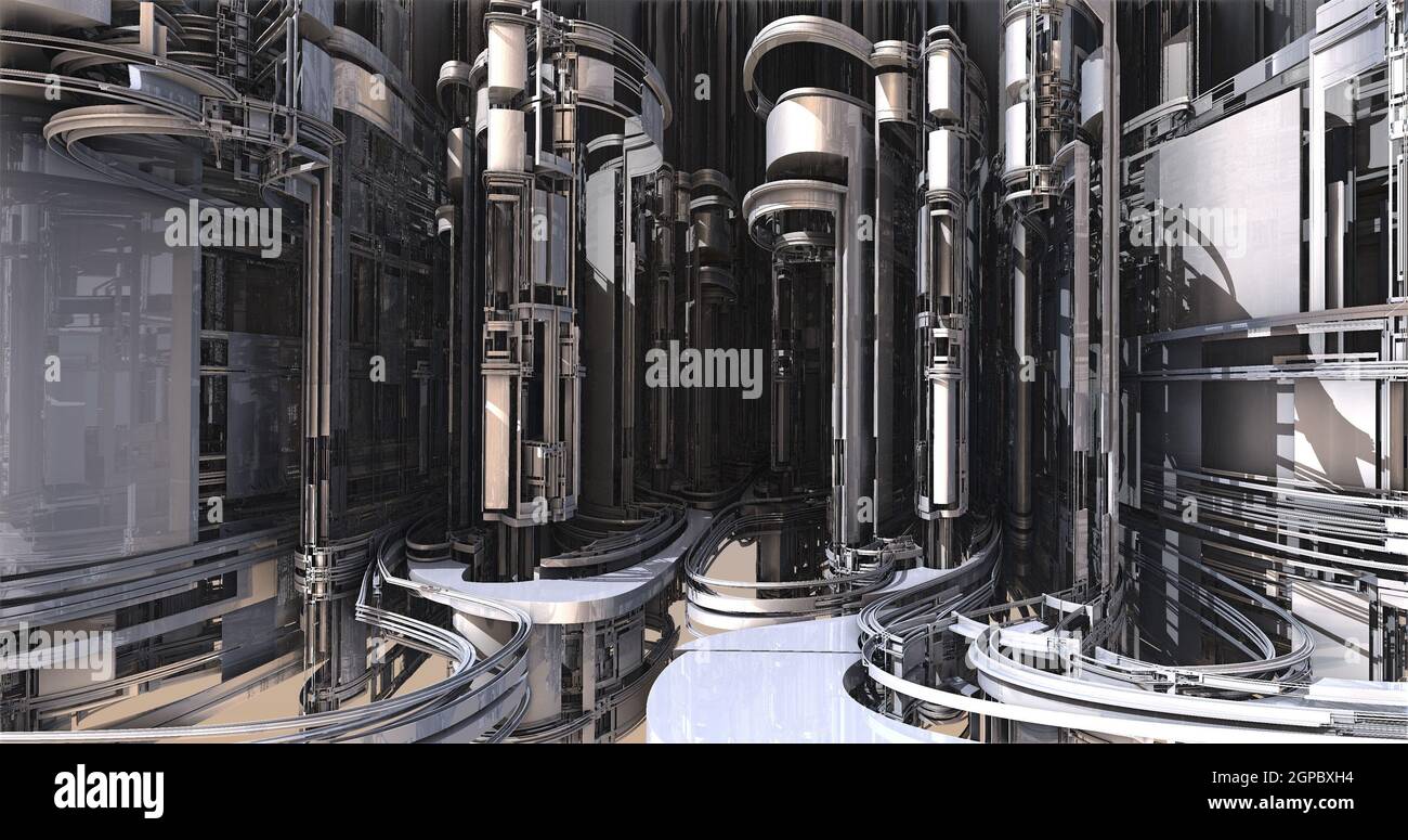 Picture of three-dimensional spaceship fractals in motion Stock Photo ...