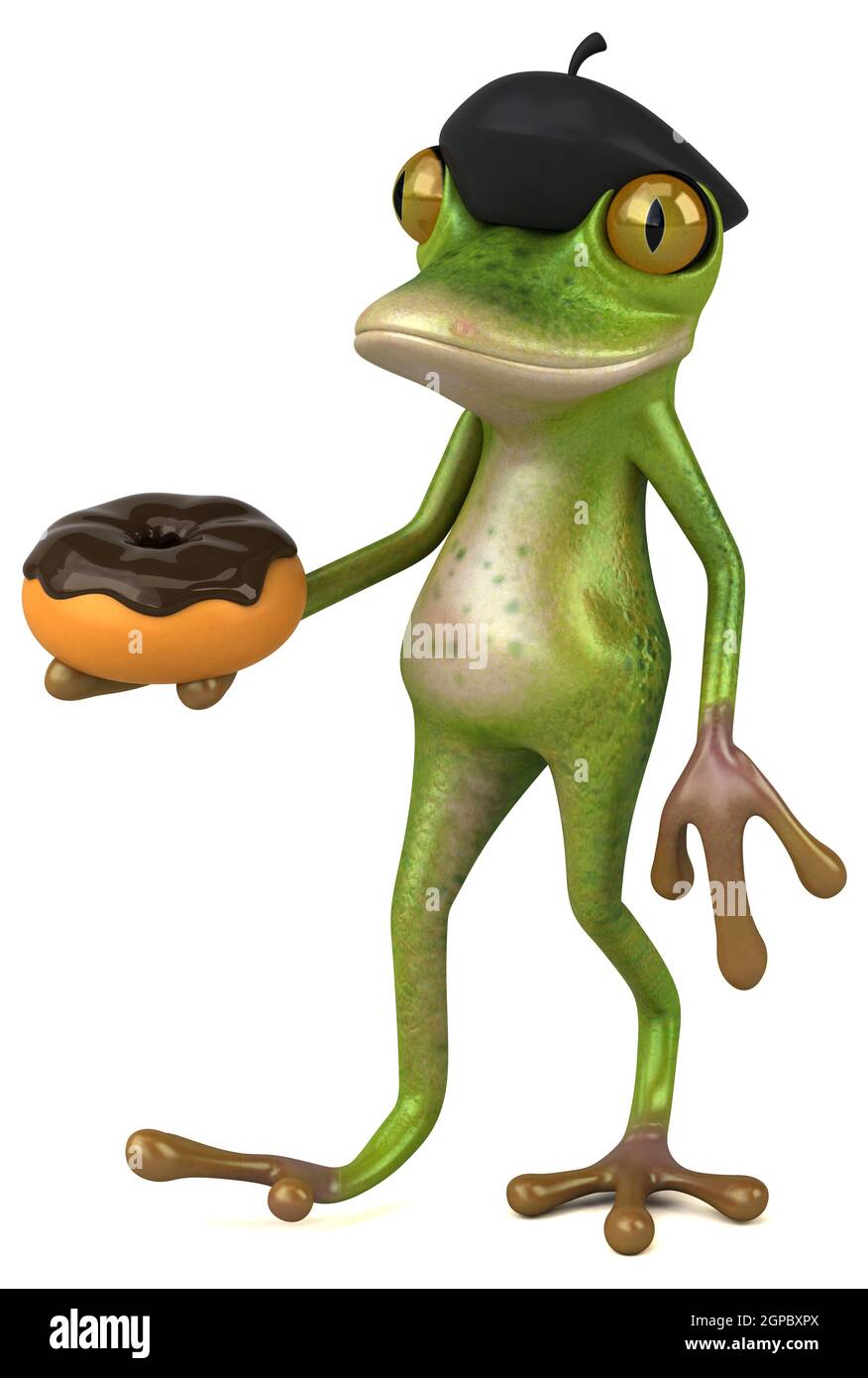 Fun french frog - 3D Illustration Stock Photo - Alamy
