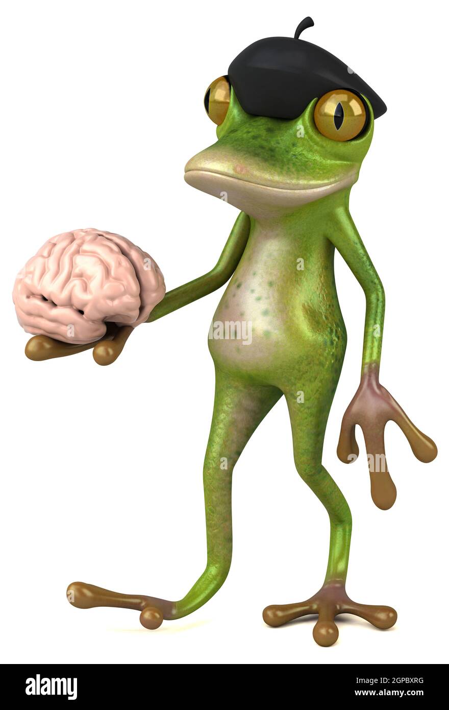 Fun french frog - 3D Illustration Stock Photo - Alamy
