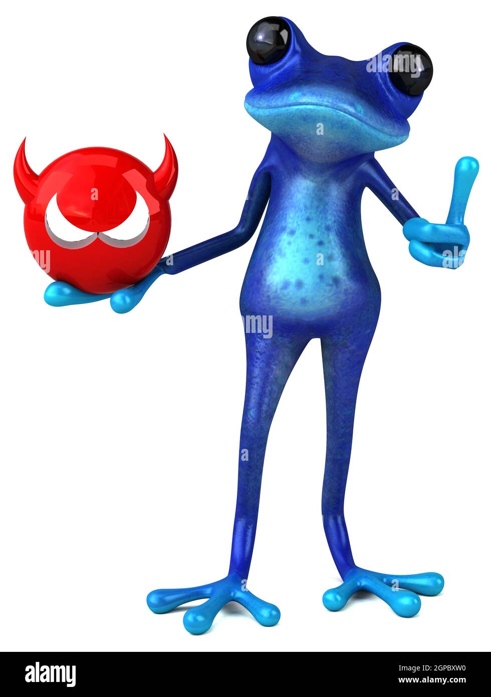 Fun blue frog - 3D Illustration Stock Photo - Alamy