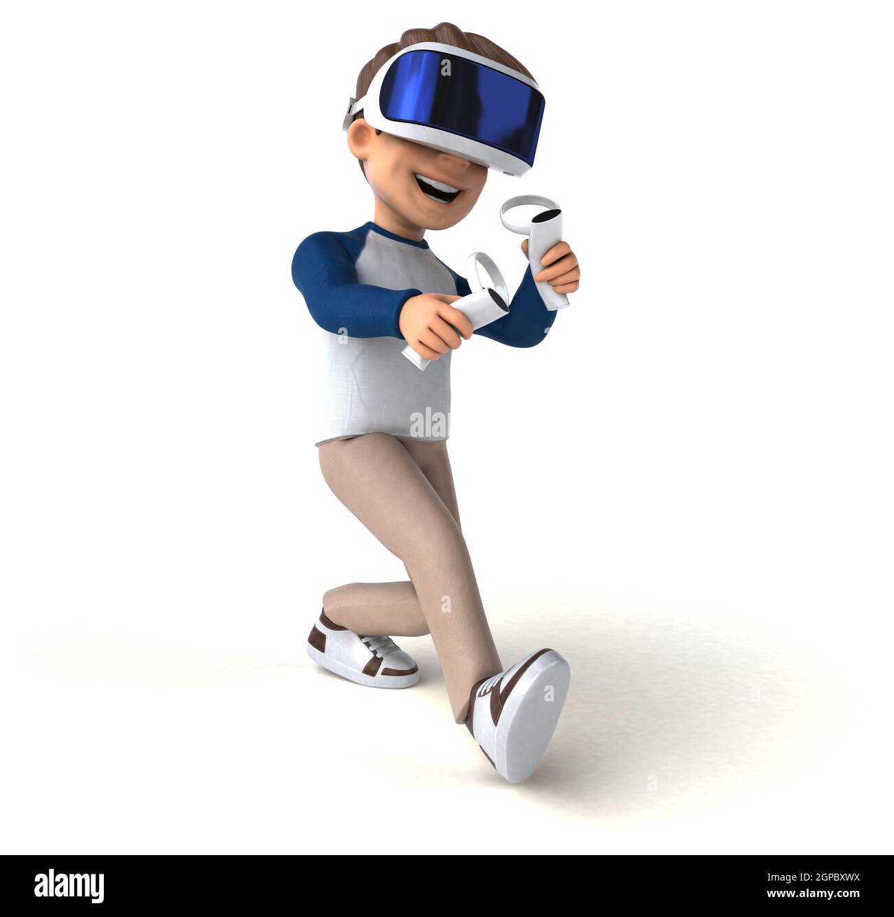 Fun 3D illustration of a cartoon kid with a VR helmet Stock Photo - Alamy
