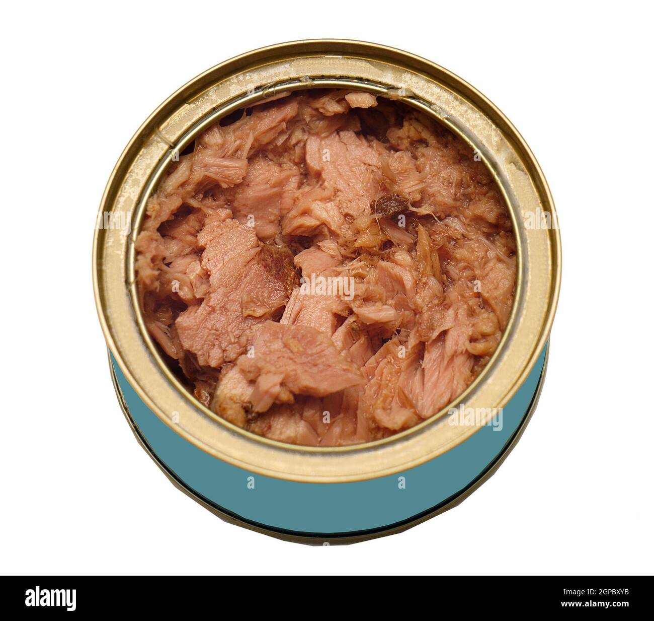 Open metal can of tuna fish on white background Stock Photo - Alamy