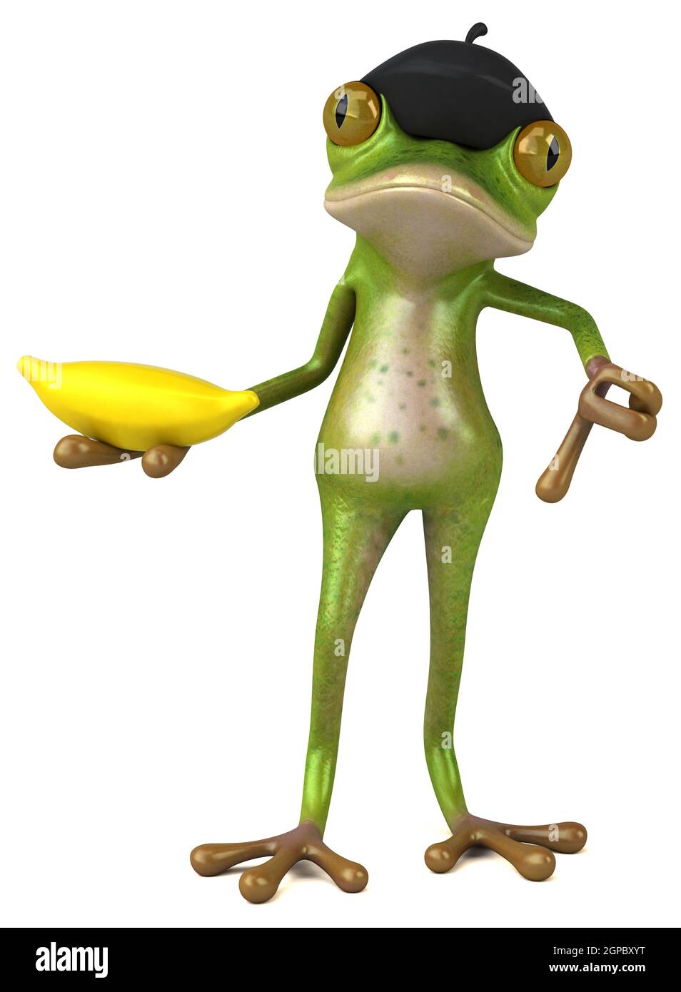 Fun french frog - 3D Illustration Stock Photo - Alamy