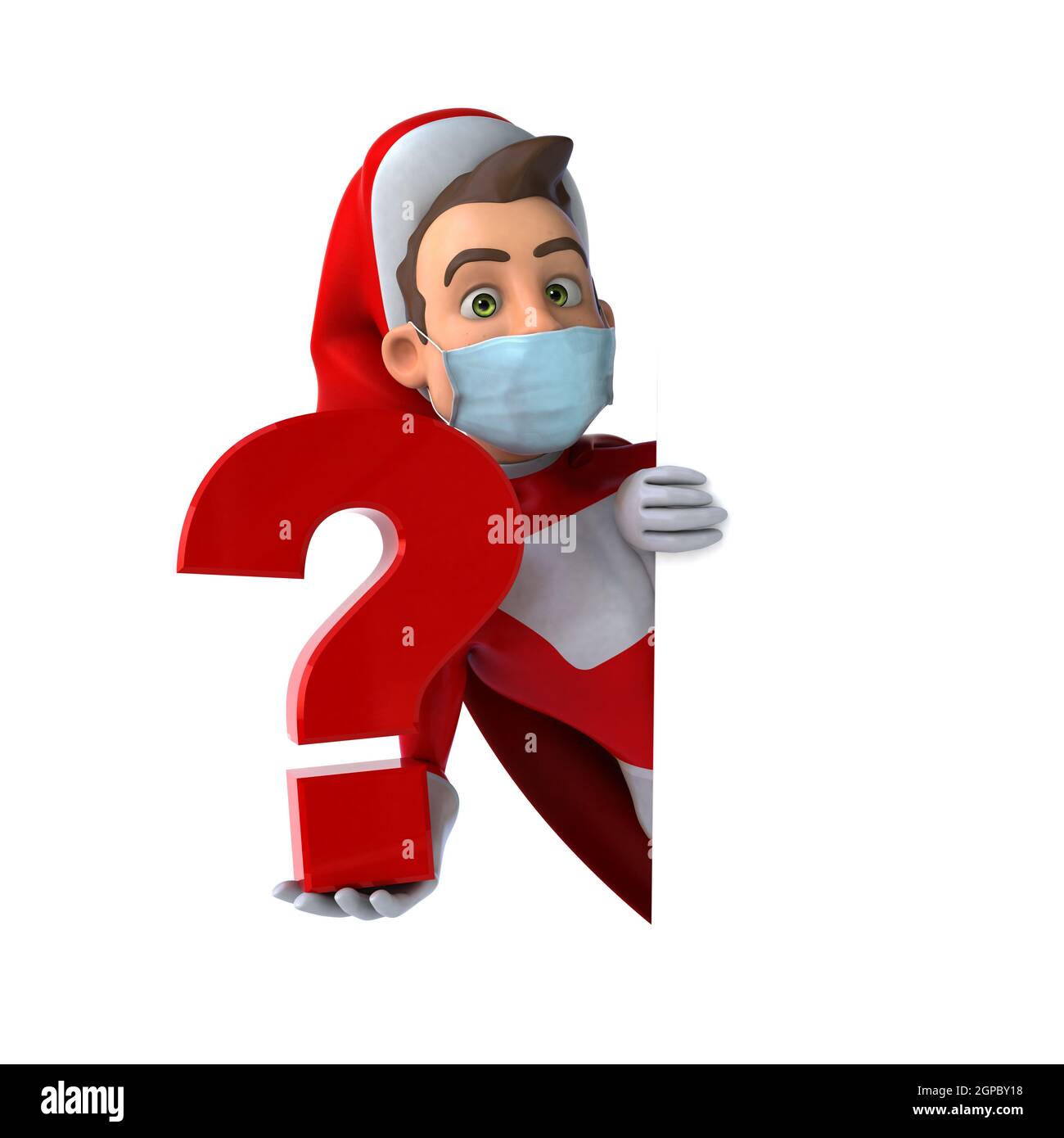 Fun 3D illustration of a cartoon Santa Claus with a mask Stock Photo ...