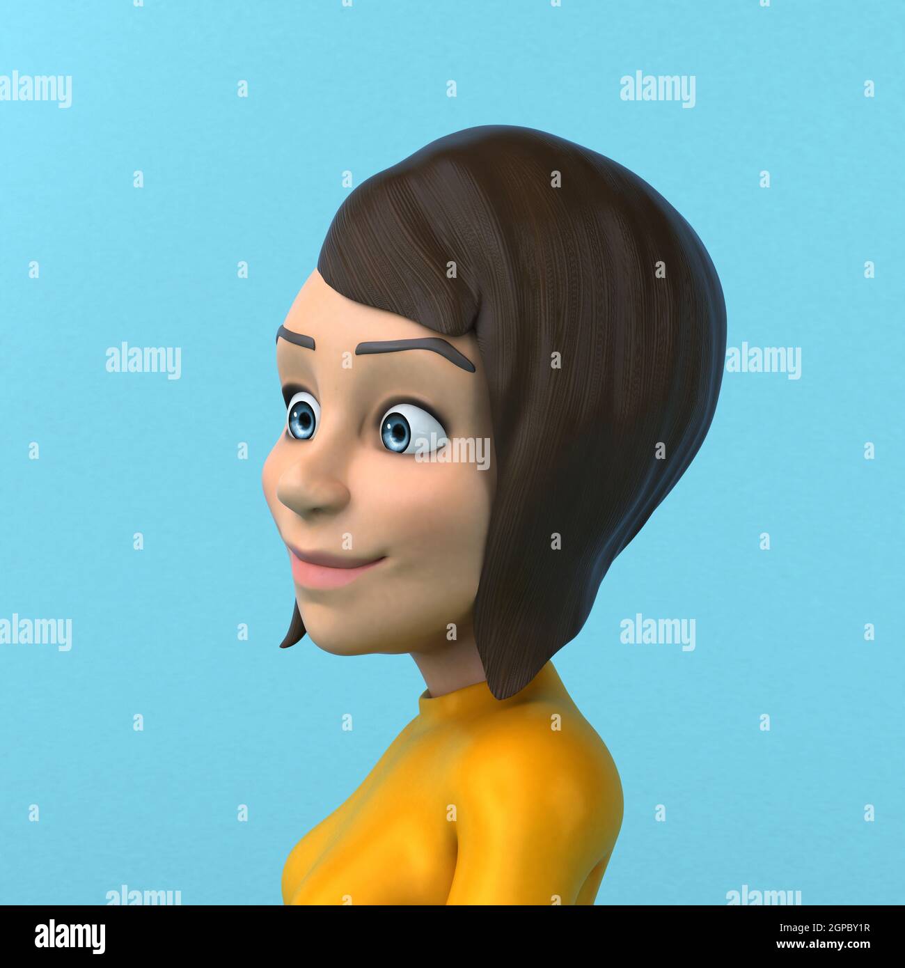 Fun 3D cartoon yellow girl Stock Photo - Alamy
