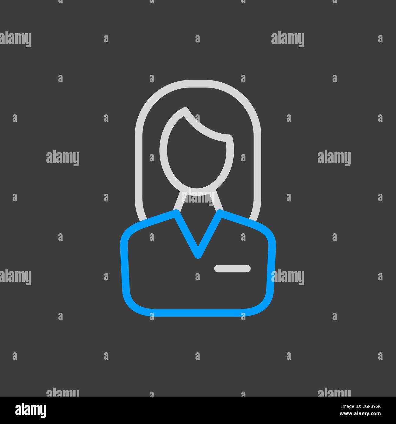 User icon of woman outline icon. Business sign. Graph symbol for your ...