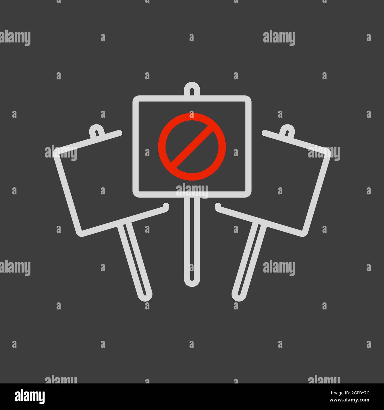 Three placard, big sign, banner, card vector icon. Demonstration ...