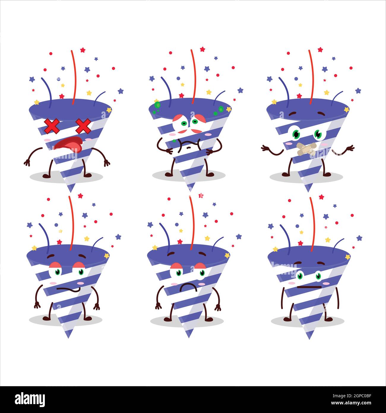 Blue firecracker cartoon character with nope expression. Vector ...