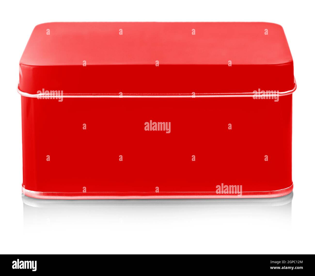 The Closed Empty red metal box close-up izolated on white background ...