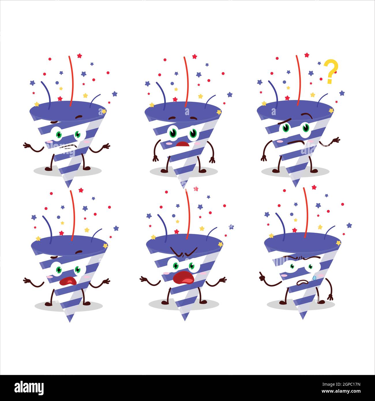 Cartoon character of blue firecracker with what expression. Vector ...