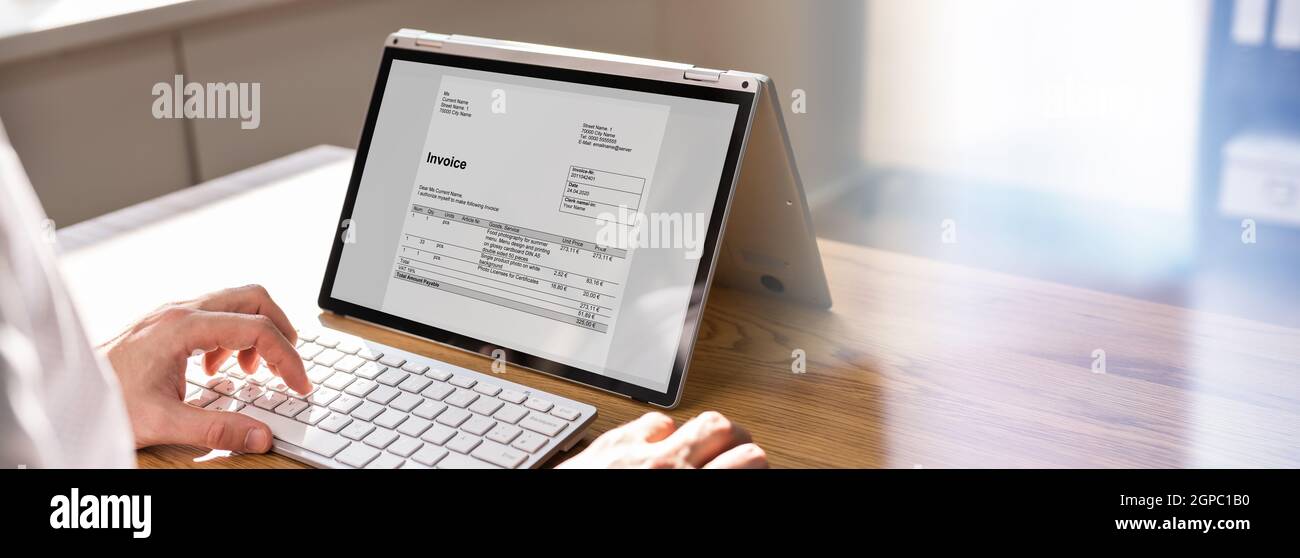 Accountant Using Online Invoice For Budget And Tax Audit Stock Photo ...