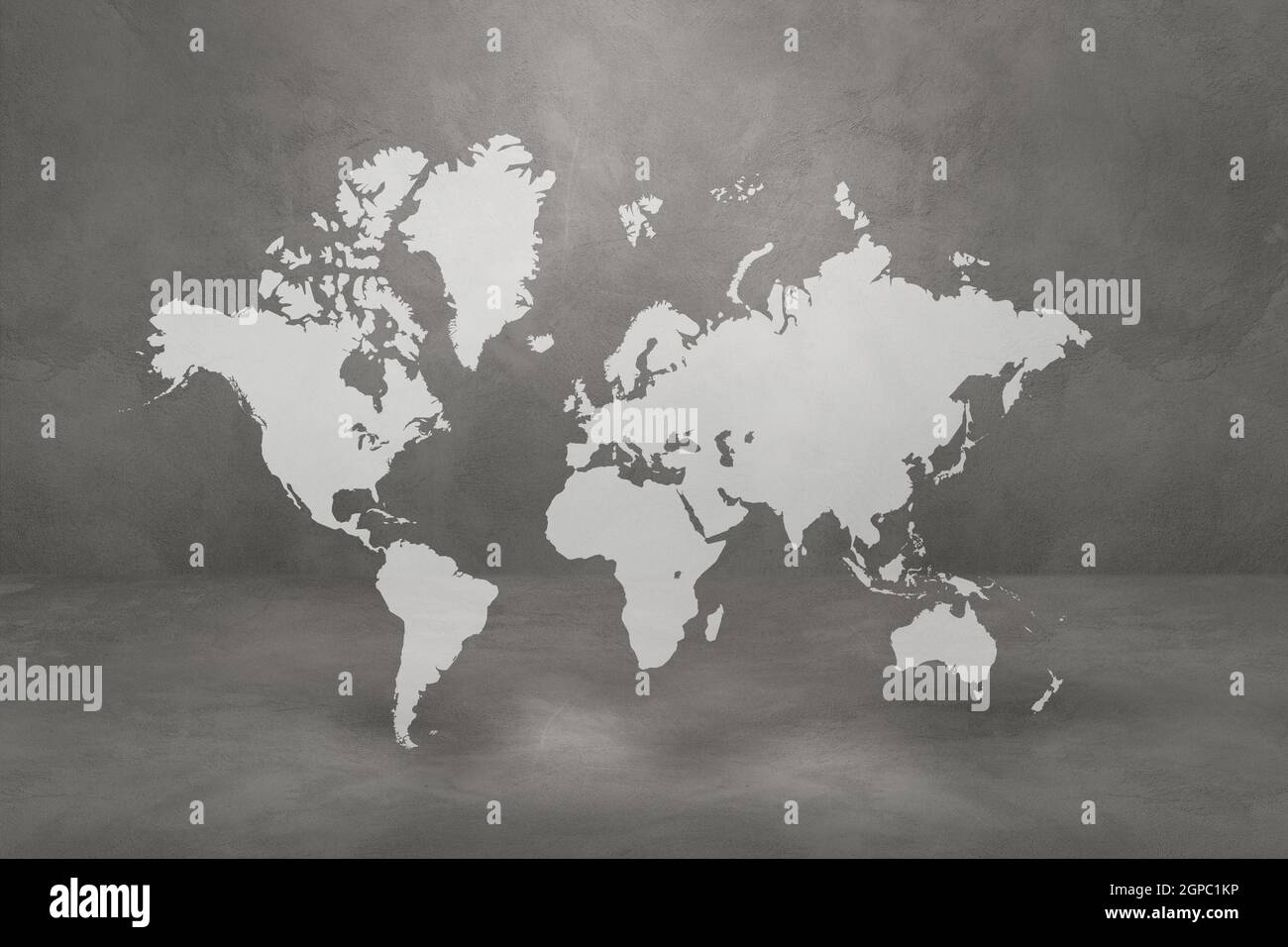 World map isolated on concrete wall background. 3D illustration Stock ...