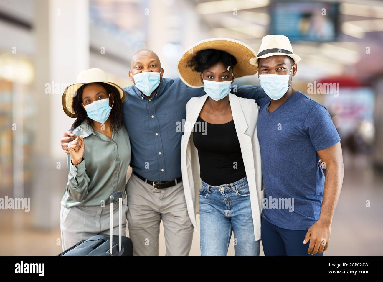 African American Group Of Friends Wearing Face Mask Stock Photo - Alamy