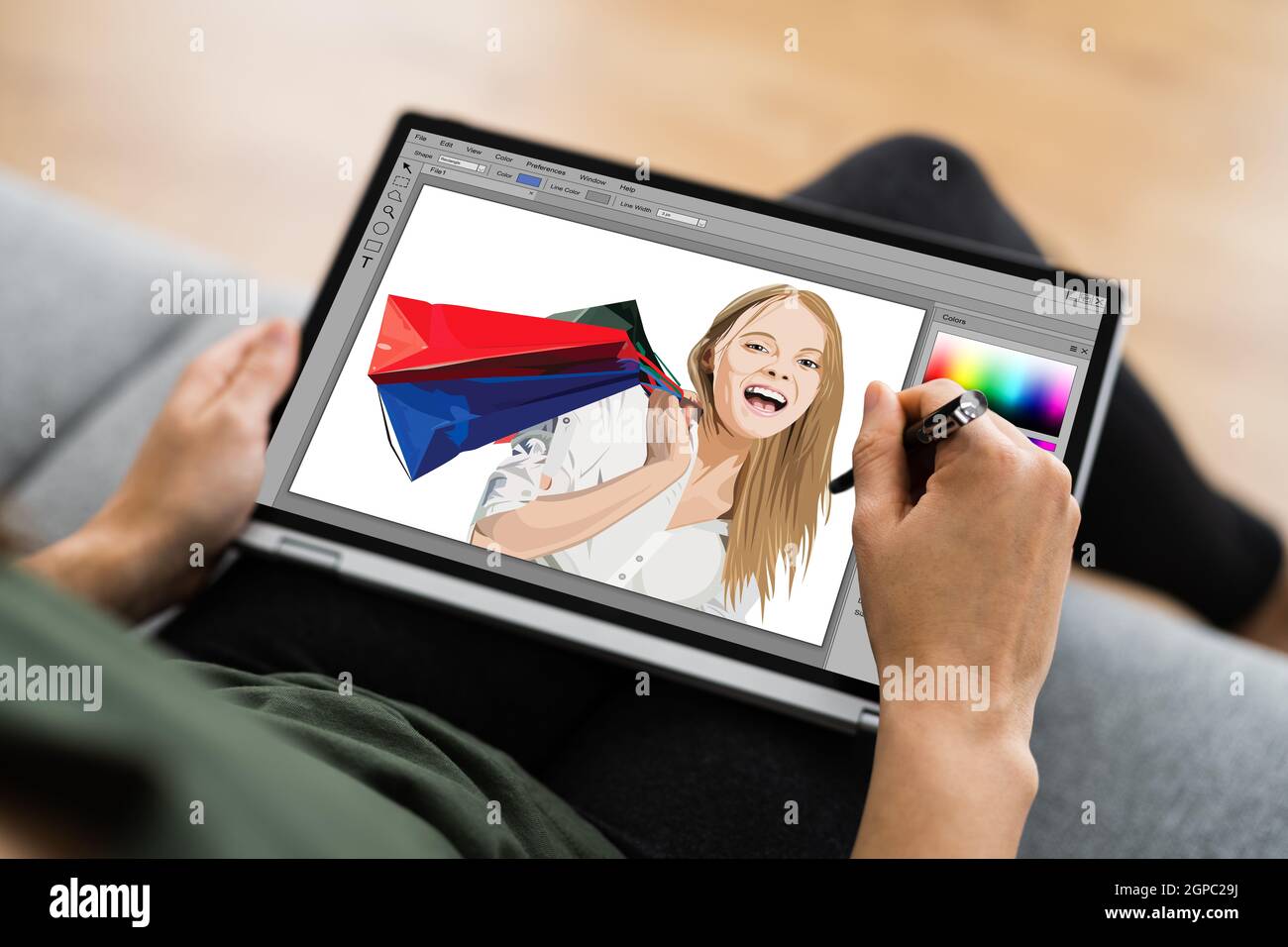 Graphic Artist Designer Drawing Sketch On Tablet Stock Photo - Alamy