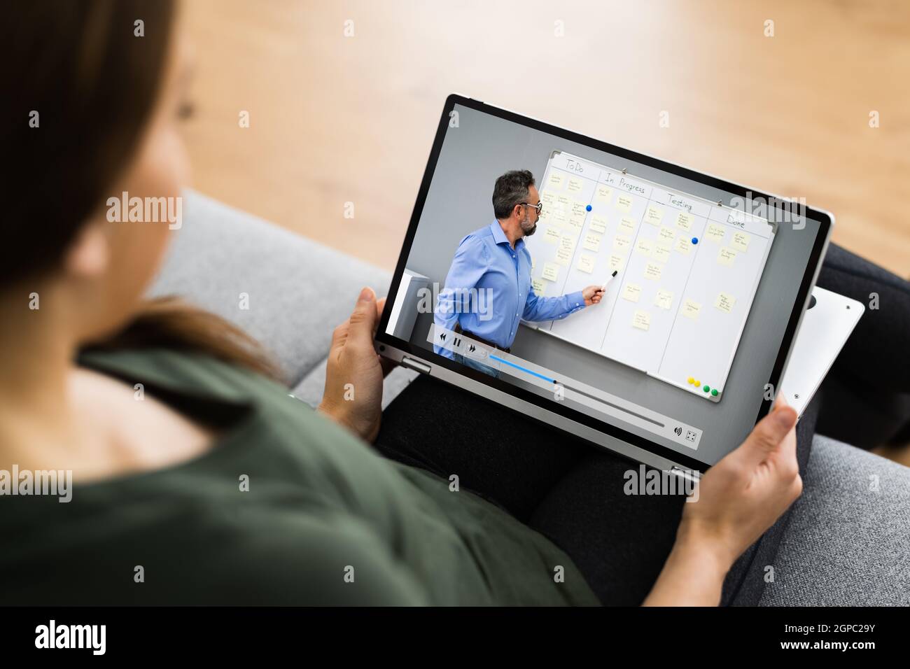 Virtual Online Training Meeting Or Tutorial Webinar Video Stock Photo ...