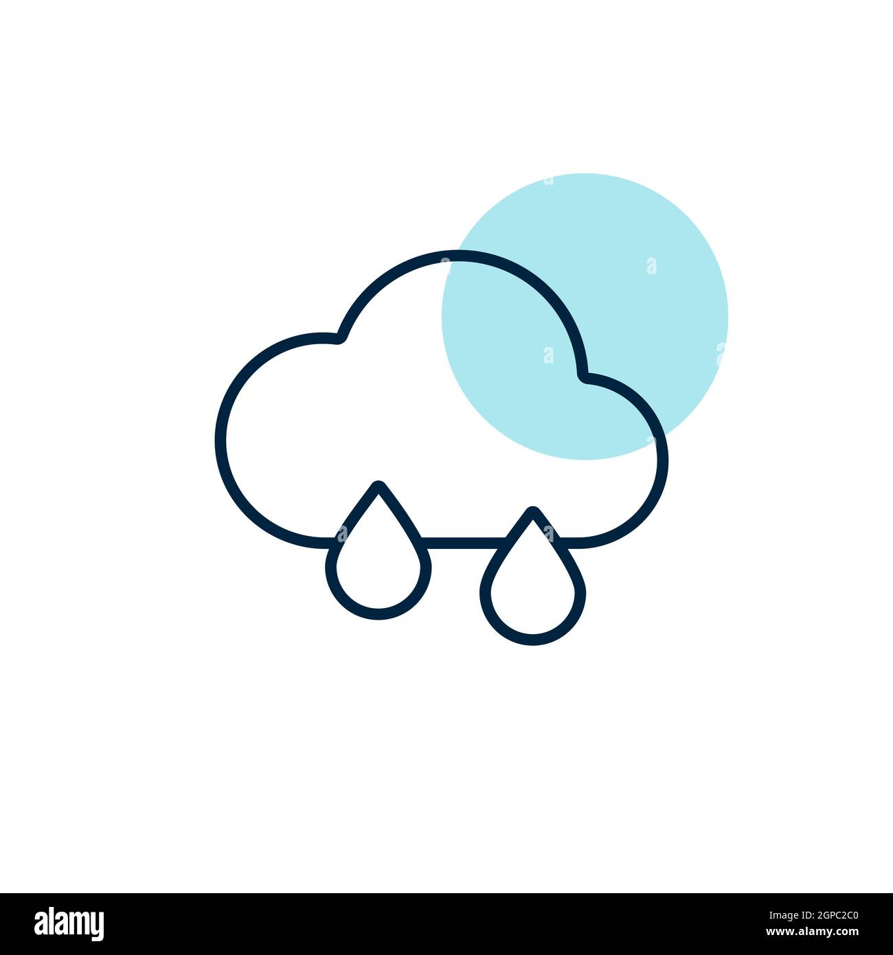 Raincloud with raindrops vector icon. Meteorology sign. Graph symbol ...